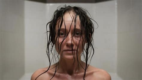 Beautiful Caucasian Woman Girl With Wet Messy Hard After Bath Thin Hair