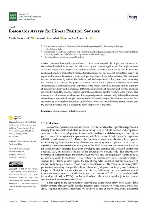Pdf Resonator Arrays For Linear Position Sensors