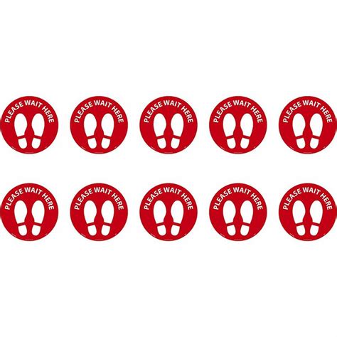 Nmc Please Wait Here Texwalk Floor Decal Red And White 8 In Delivery