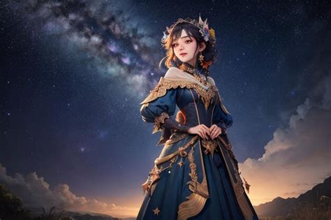 Premium Photo Milky Way Romantic Night Sky Full Of Stars The Girl Looking Up At The Starry Sky