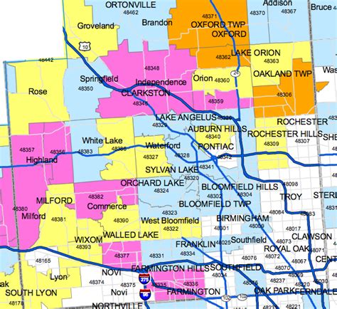 Oakland Mi Zip Code Map Oakland County Mi Wall Maps