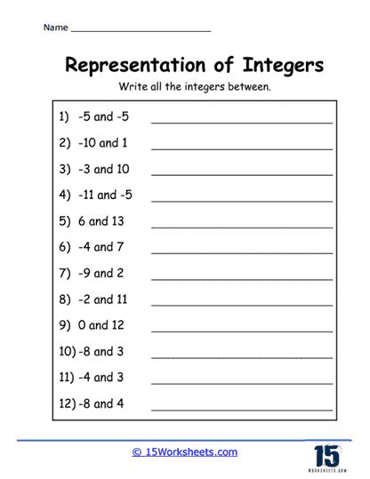 Representation Of Integers Worksheets 15