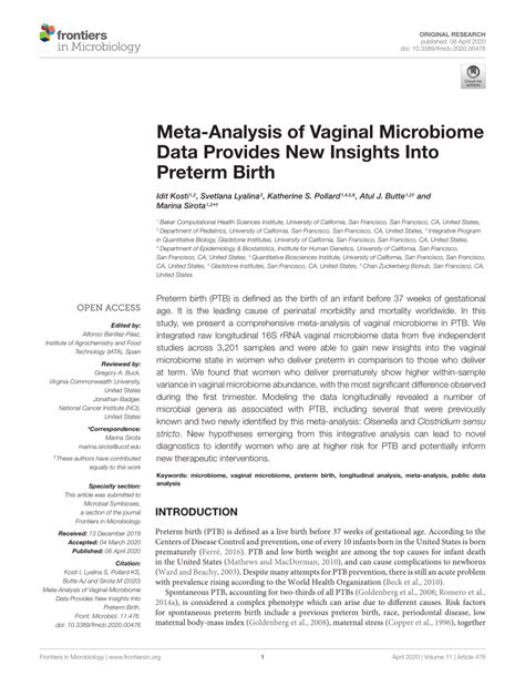 Pdf Meta Analysis Of Vaginal Microbiome Data Provides New Insights