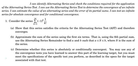 solved i can identify alternating series and check the