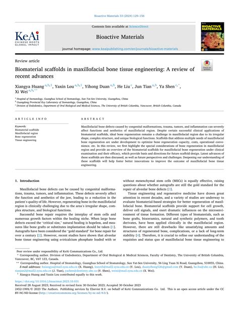 Pdf Biomaterial Scaffolds In Maxillofacial Bone Tissue Engineering A Review Of Recent Advances
