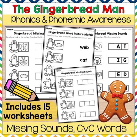 The Gingerbread Man Worksheets Phonics And Phonemic Awareness Missing