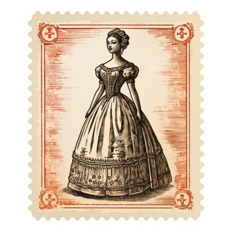 Vintage Stamp Woman In Historical Dress Accurate And Detailed Illustration Premium Ai
