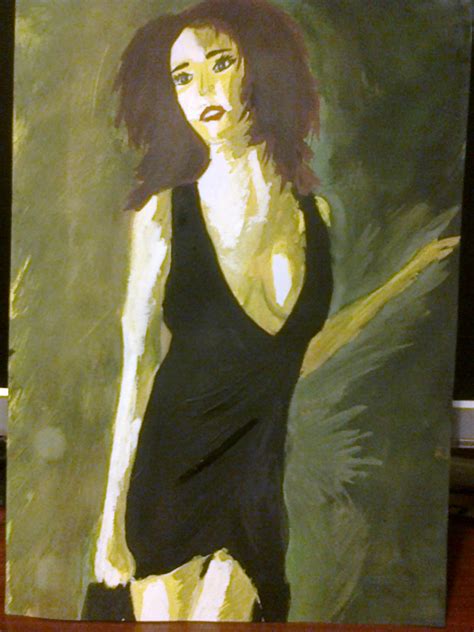 Иллюстрация Девушка в черном платье в стиле живопись