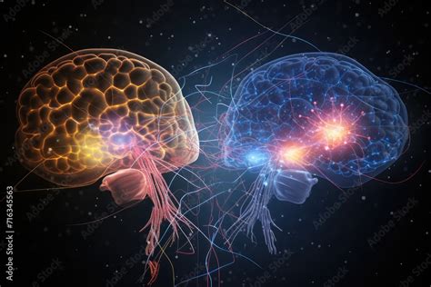 Human Skull Creative Colorful Brain Sides Left And Right Brain