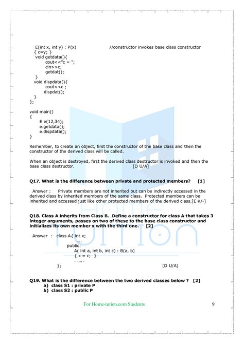 important questions for class 12 computer science chapter inheritance