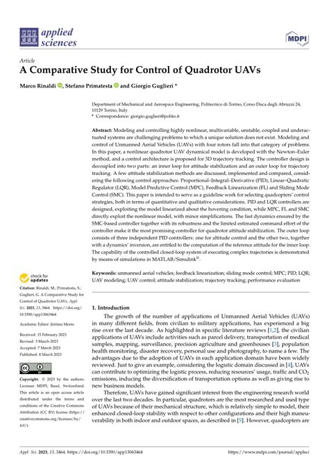 (PDF) A Comparative Study for Control of Quadrotor UAVs