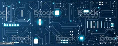 회로 기판 엔지니어링 기술 개념 벡터 배경과 블루 회로 전자 또는 전기 라인 개념에 대한 스톡 벡터 아트 및 기타 이미지 개념 개념과 주제 개발 Istock