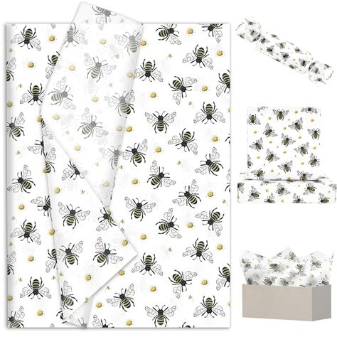 Fysuimu 100 Sheet Bee Tissue Paper Ais1 Honey Bee Daisy Wrapping Paper