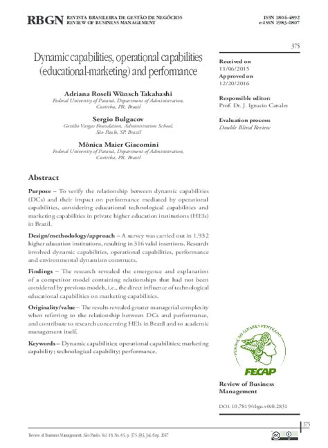 Pdf Dynamic Capabilities Operational Capabilities Educational