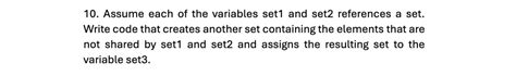 Solved Assume Each Of The Variables Set1 ﻿and Set2