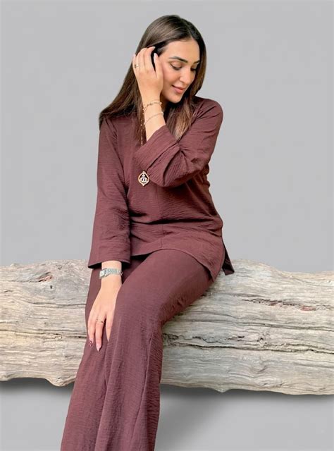 Solid Brown Set Stylish 2 Piece Casual And Formal Ensemble Mahnoor Azher