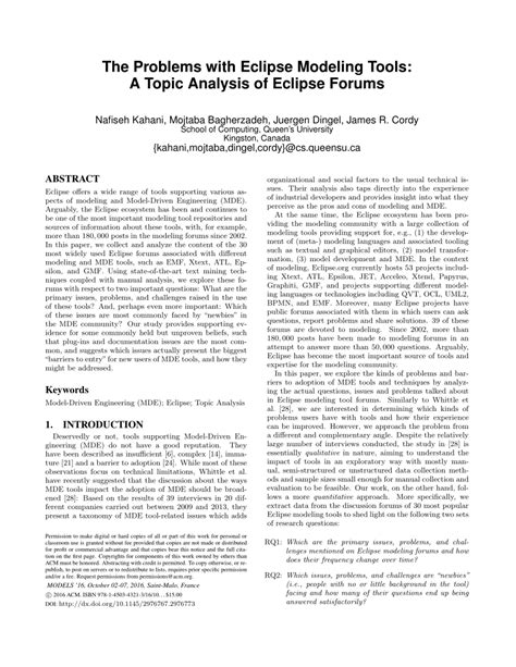 PDF The Problems With Eclipse Modeling Tools A Topic Analysis Of Eclipse Forums