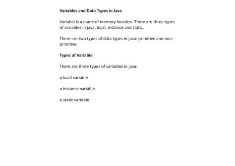 Variables In Java Pptx Programming Languages Computing