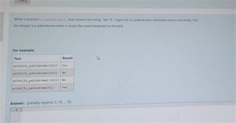 solved check write a function is palindrome x that returns