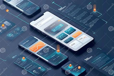Smartphone Mobile App Interface Mockup With Ui Active Blocks And