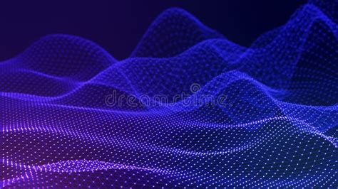 Digital Landscape With Dots And Lines Cyberspace Grid Background Concept For Your Design Stock