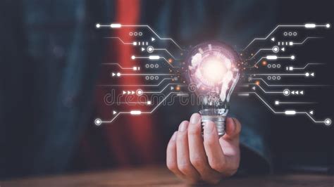 Concept Of New Ideas And Innovation Innovative Idea In Businessman Hand Big Data Network