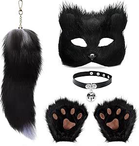 Badalu Therian Cat Mask And Tail Set For Girls Halloween