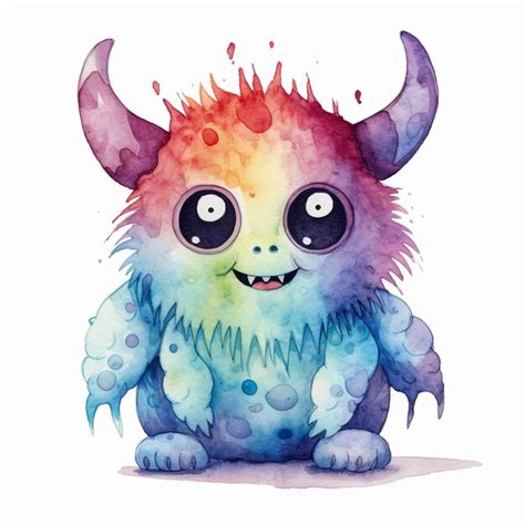 Premium Ai Image Cherished Watercolor Monster That Will Bring You Joy