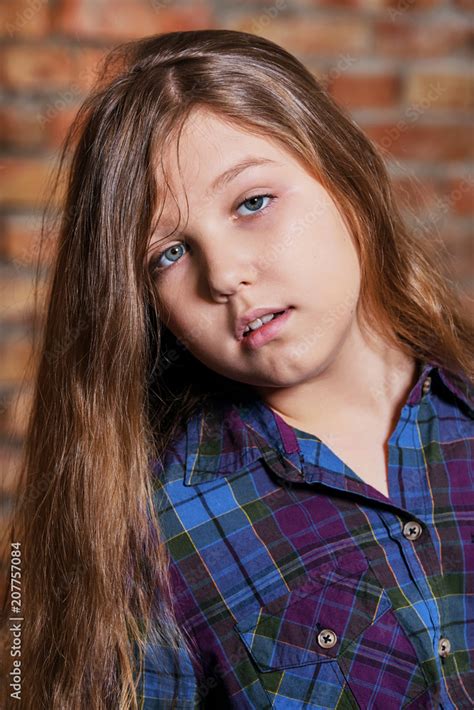 Stylish Young Teen Girl With Beautiful Face Portrait Young Adolescent