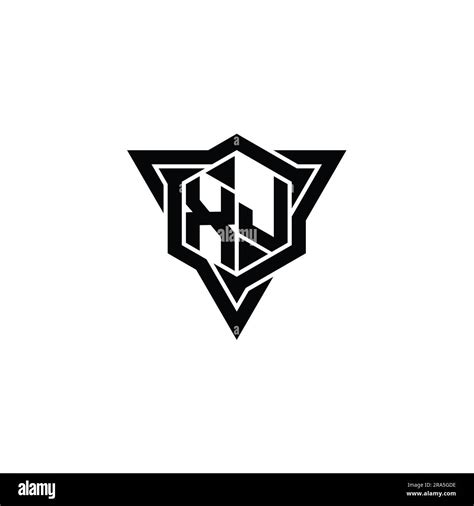 Xj Letter Logo Monogram Hexagon Shape With Triangle Outline Sharp Slice Style Design Template