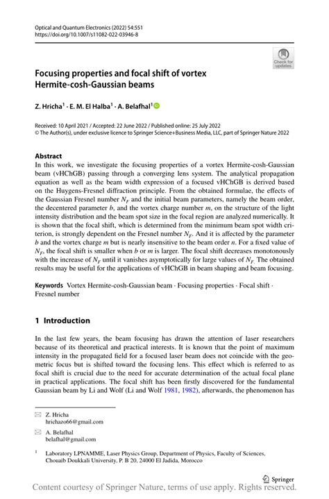 Focusing Properties And Focal Shift Of Vortex Hermite Cosh Gaussian
