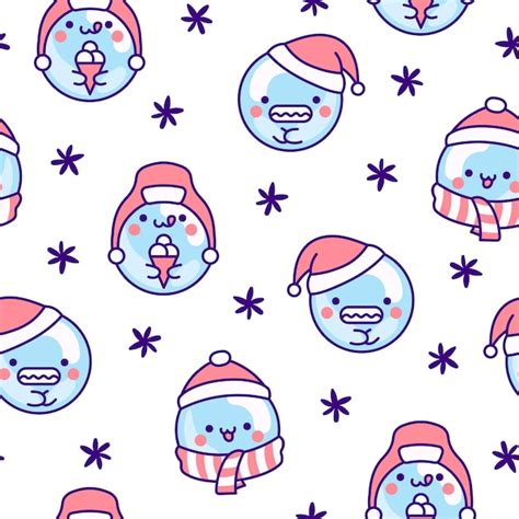 Cute Kawaii Soap Bubble Seamless Pattern Premium Vector