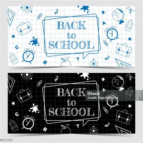학교 프로모션 배너 또는 학교 용품이있는 포스터로 돌아 가기 공부에 대한 스톡 벡터 아트 및 기타 이미지 공부 광고 교육 Istock