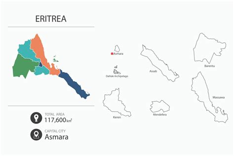 Map Of Eritrea With Detailed Country Map Map Elements Of Cities Total Areas And Capital