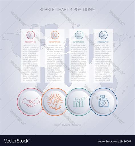 Infographics Color Bubble Chart Template For 4 Vector Image