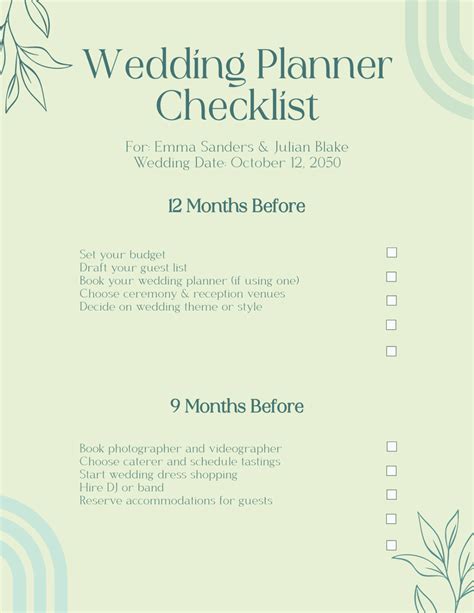 Free Wedding Planeer Templates To Customize Online