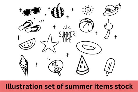 Illustration Set Of Summer Items Stock Graphic By Shirin Nipa