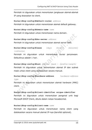 Configuring NAT DHCP Service Using Cisco Router PDF