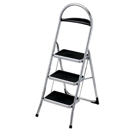 Купить хромированную лестницу стремянку Scab Balzo 3 с подставкой для инструментов Scab Balzo 3