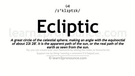 Pronunciation Of Ecliptic Definition Of Ecliptic Youtube
