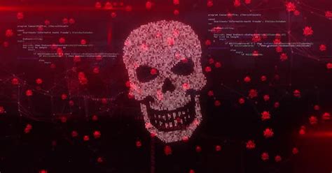 Computer Code On A Screen With A Skull Representing A Computer Virus Malware Attack Backgrounds