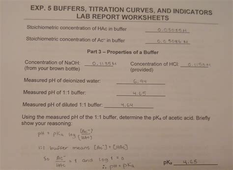 Solved EXP 5 BUFFERS TITRATION CURVES AND INDICATORS LAB Chegg Com