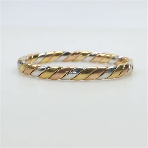 14kt Tri Colored Gold Bangle Bracelet Property Room