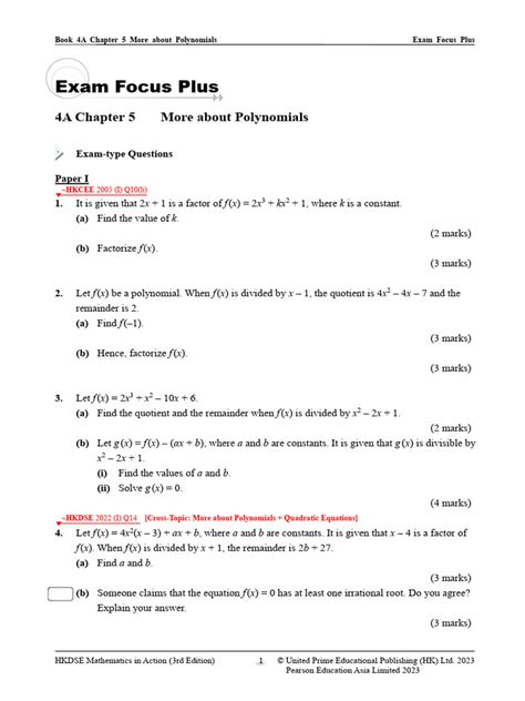 Exam Focus More About Polynomials Pdf Polynomial Factorization Exam Focus More About Polynomials Pdf Polynomial Factorization