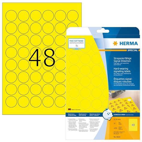 Sticky Dots Herma Removable Round Sticker Labels 30mm White 1200