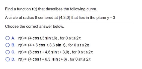 solved find a function r t that describes the following