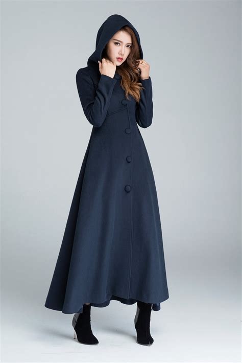 Long Wool Coat Womens Winter Coat Hooded Coat Maxi Etsy