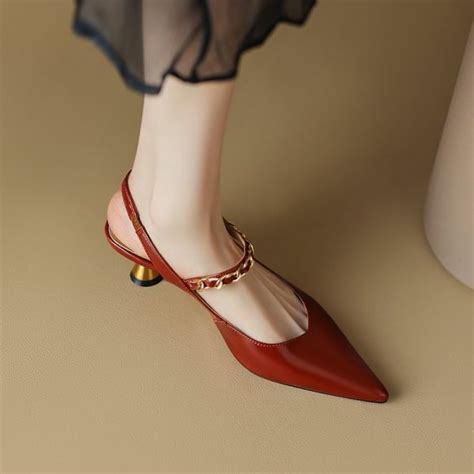 여성 프렌치 뾰족한 와인레드 메리 제인 구두 여름 스틸레토 미드힐 스트랩 샌들 티몬