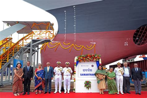 Launch Of First Multi Purpose Vessel Samarthak At Landt Shipyard