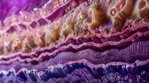 Macro View Of Urinary Bladder Wall With Vibrant Patterns Resembling Cells Textures Under